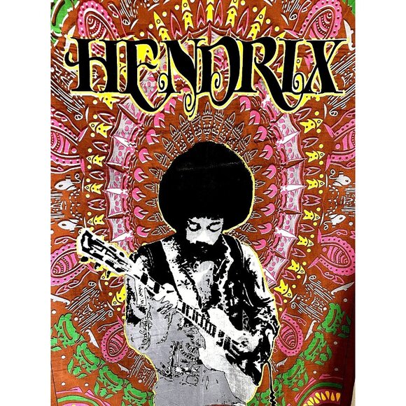Hand Crafted | Art | Jimi Hendrix Hand Print Batik Fabric Poster Rock ...